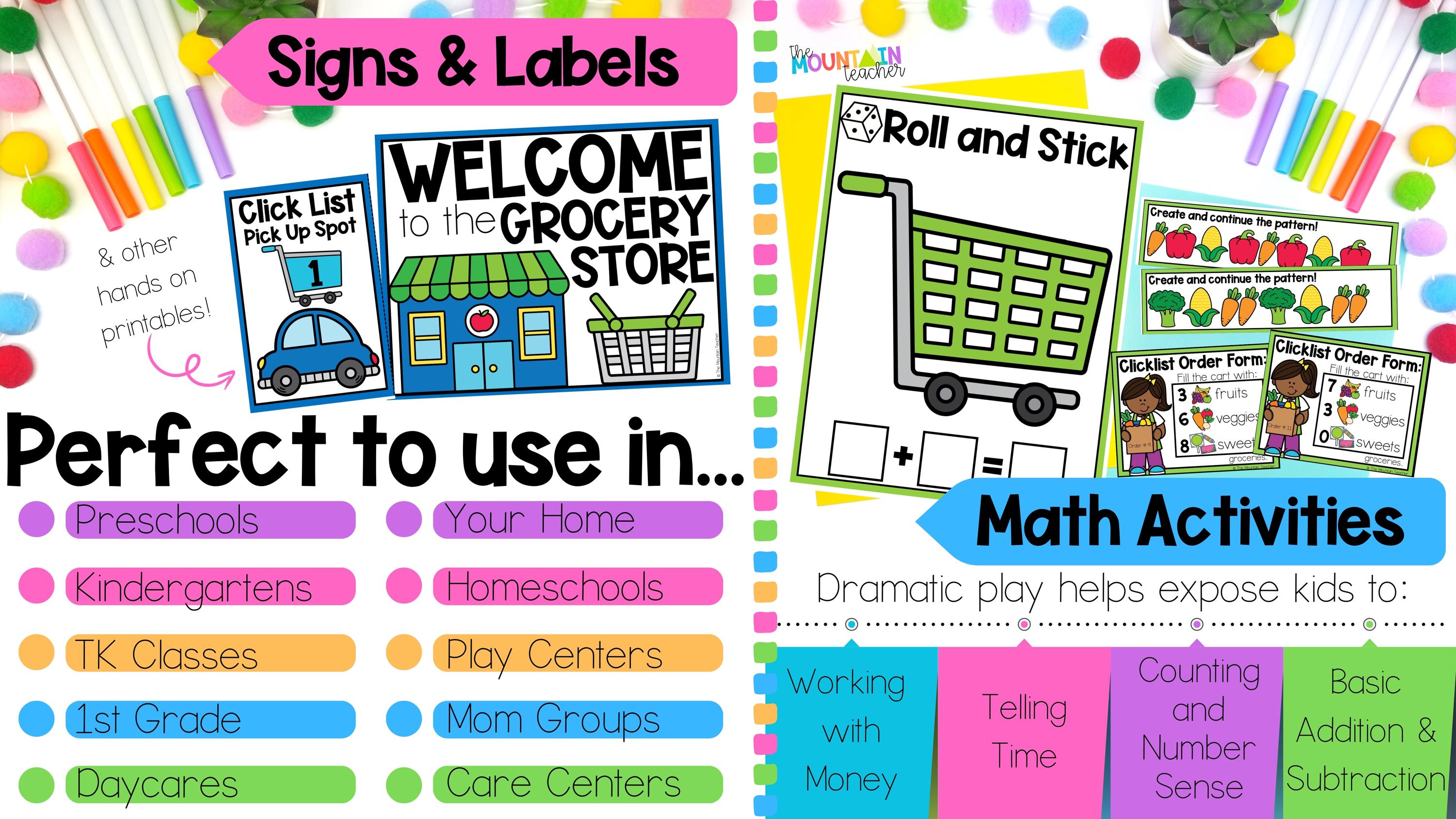 Grocery Store Dramatic Play Printables: Supermarket Pretend Play (PDF ...