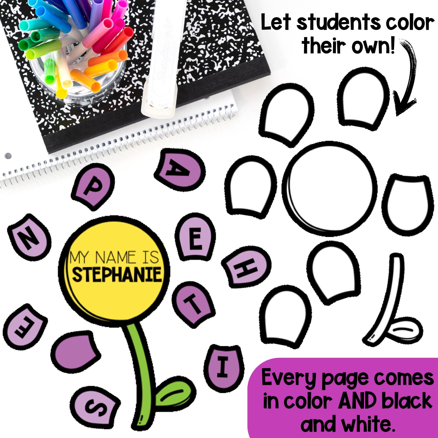 Spring Flower Name Craft Kit for Kids, Name Writing Template for ...