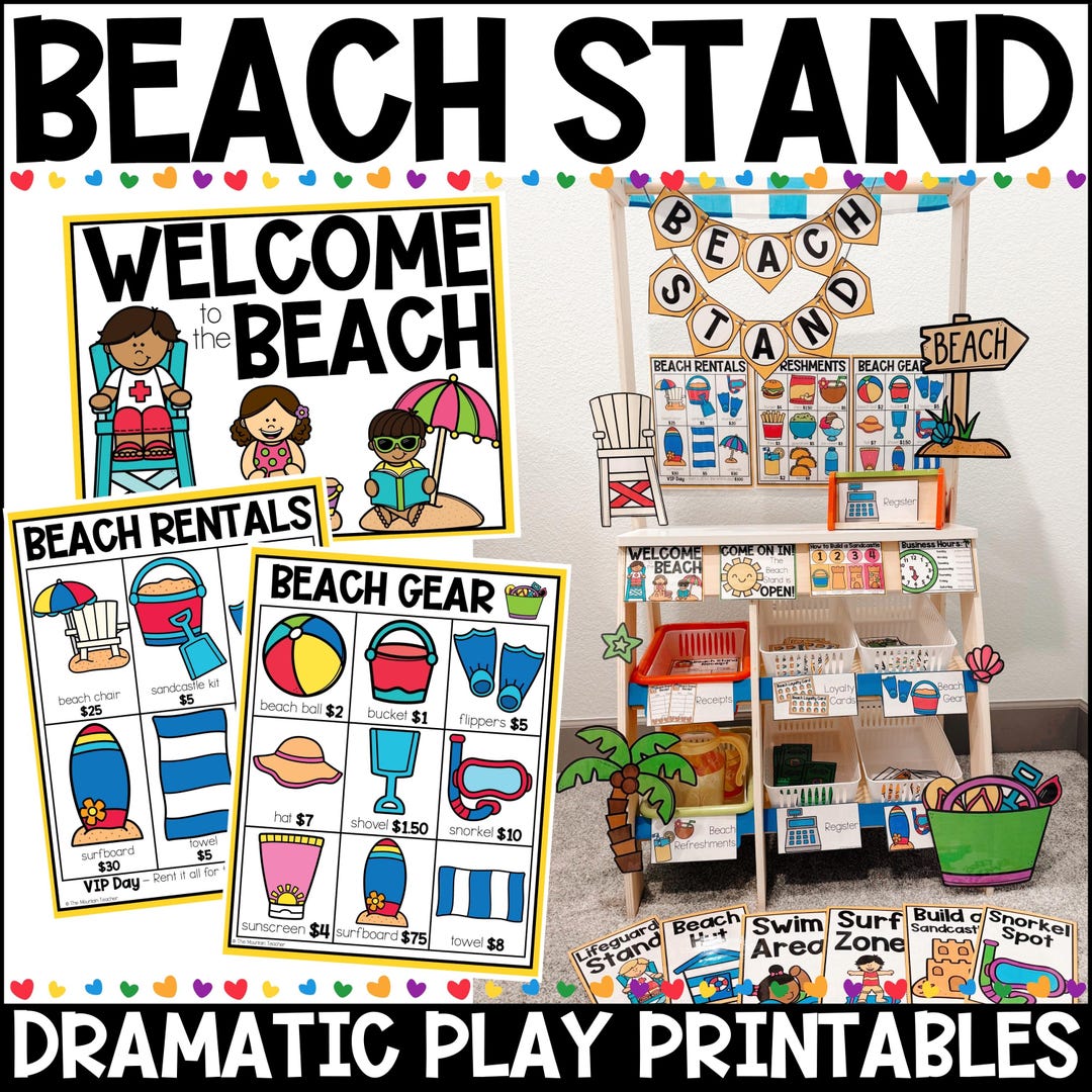 Beach Stand Dramatic Play Printables: Beach Day Role Play Activities ...