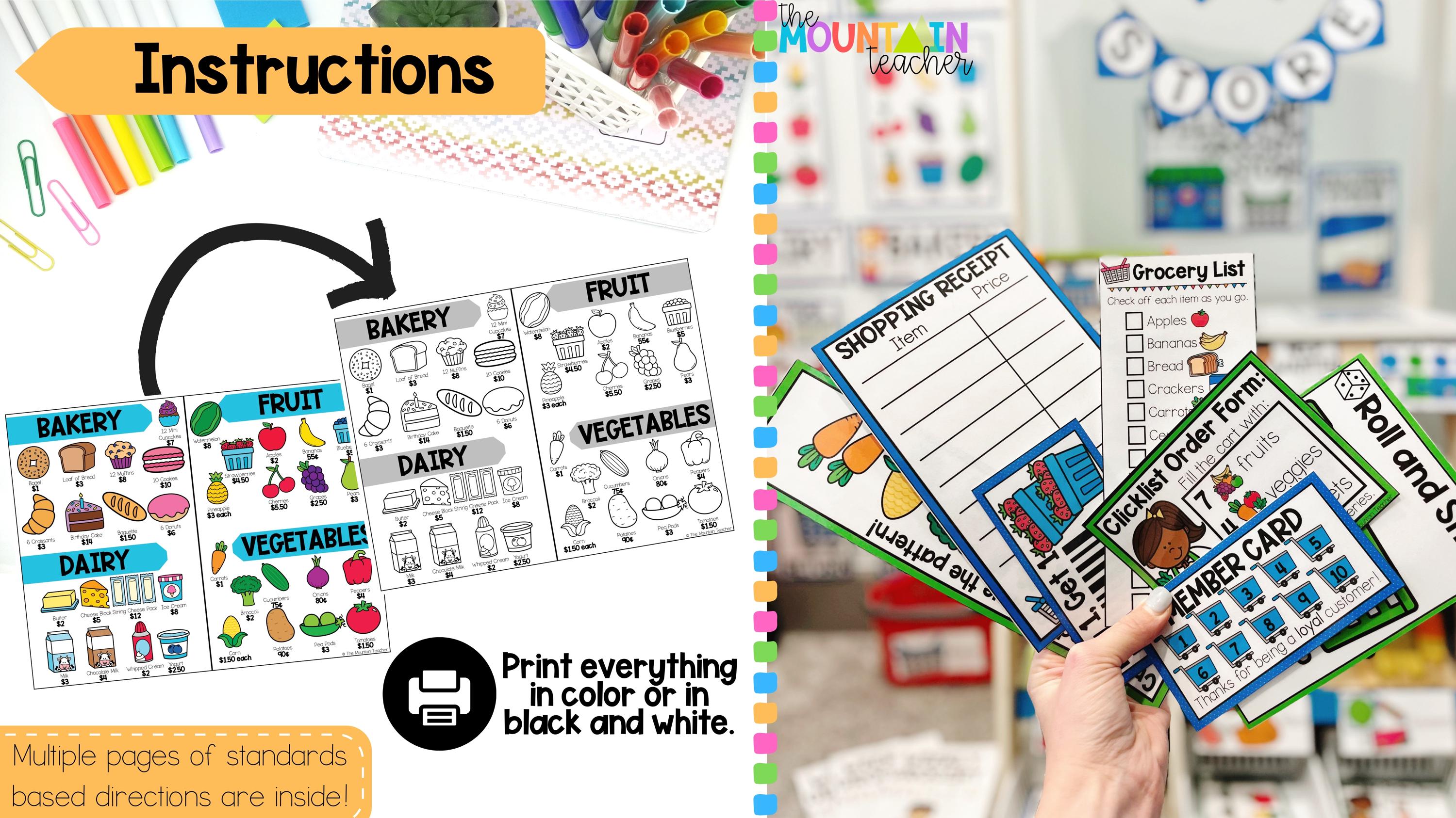 Grocery Store Dramatic Play Printables: Supermarket Pretend Play (PDF ...