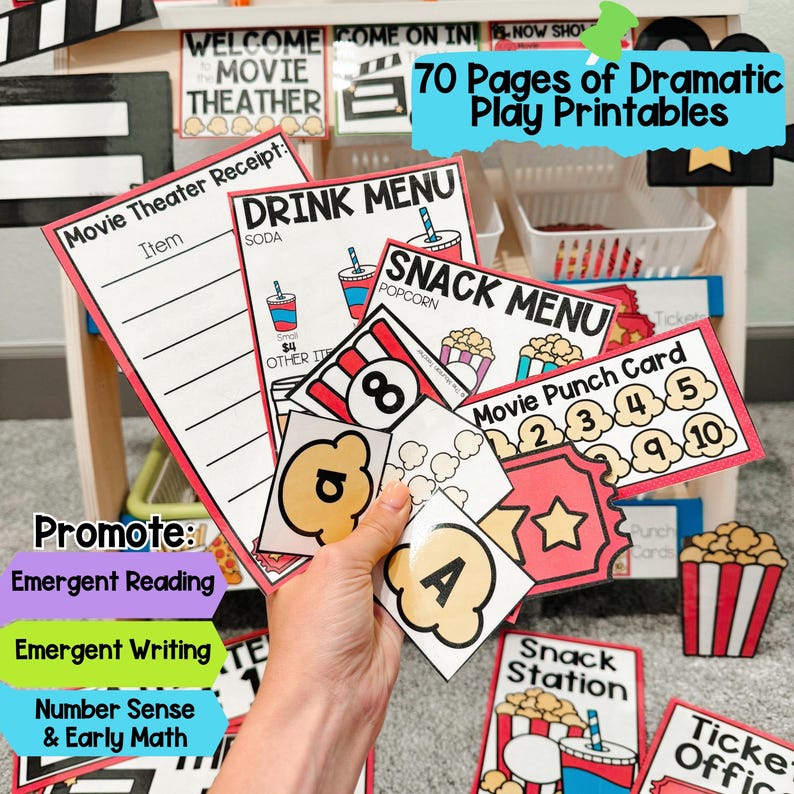 Movie Theater Dramatic Play Printables: Theater Role Play Activities ...