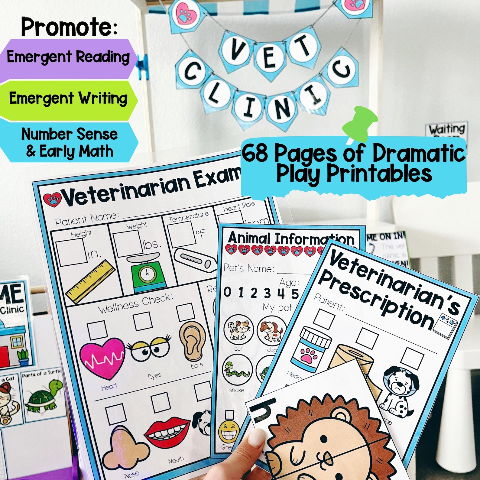 Vet Clinic Dramatic Play Printables: Pretend Veterinarian Center (PDF ...