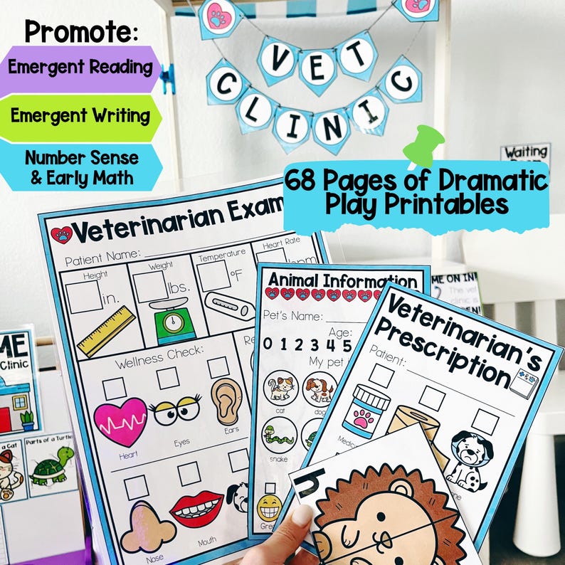 Vet Clinic Dramatic Play Printables: Pretend Veterinarian Center (PDF ...