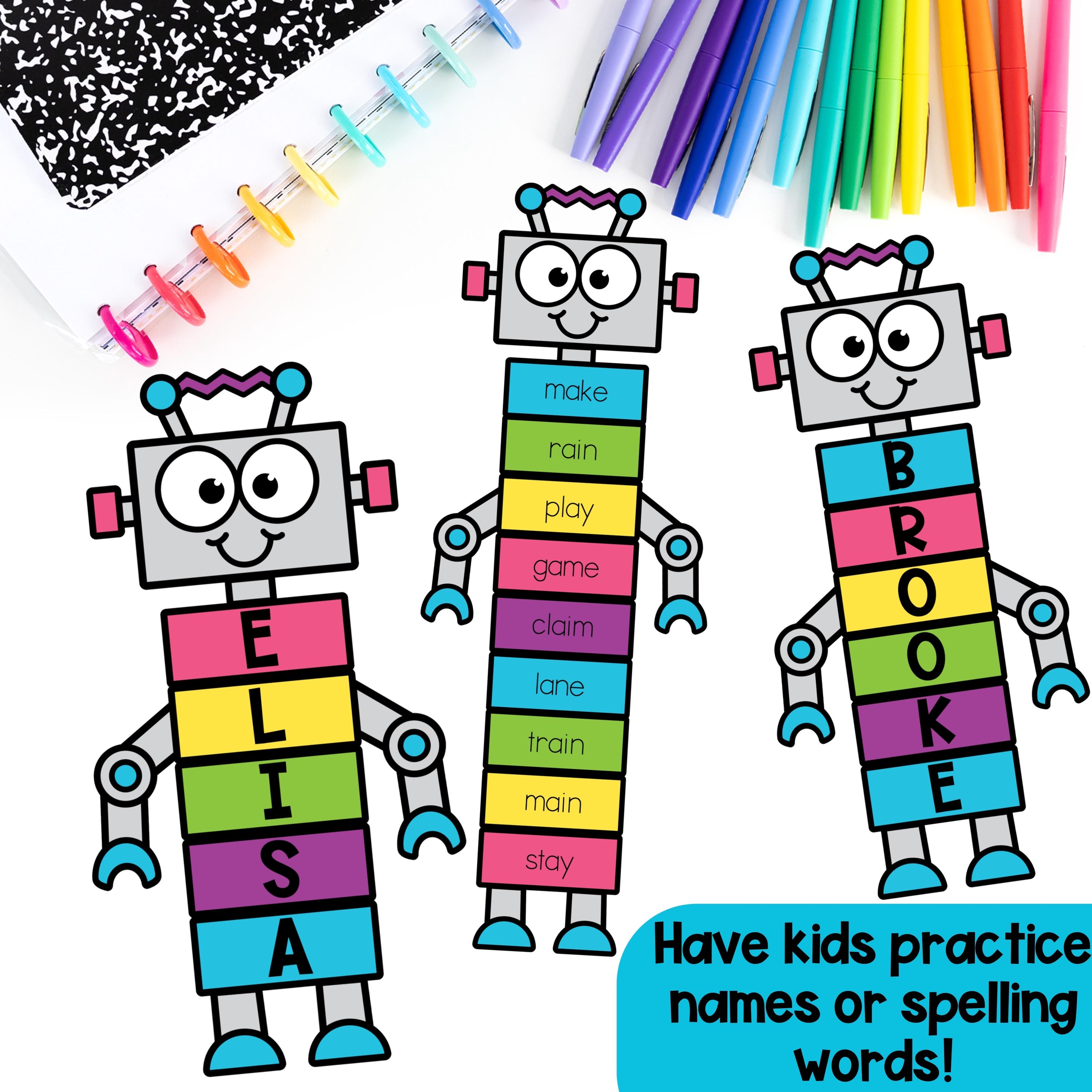 Robot Name Spelling Craft: Editable Phonics Activity (digital Download ...
