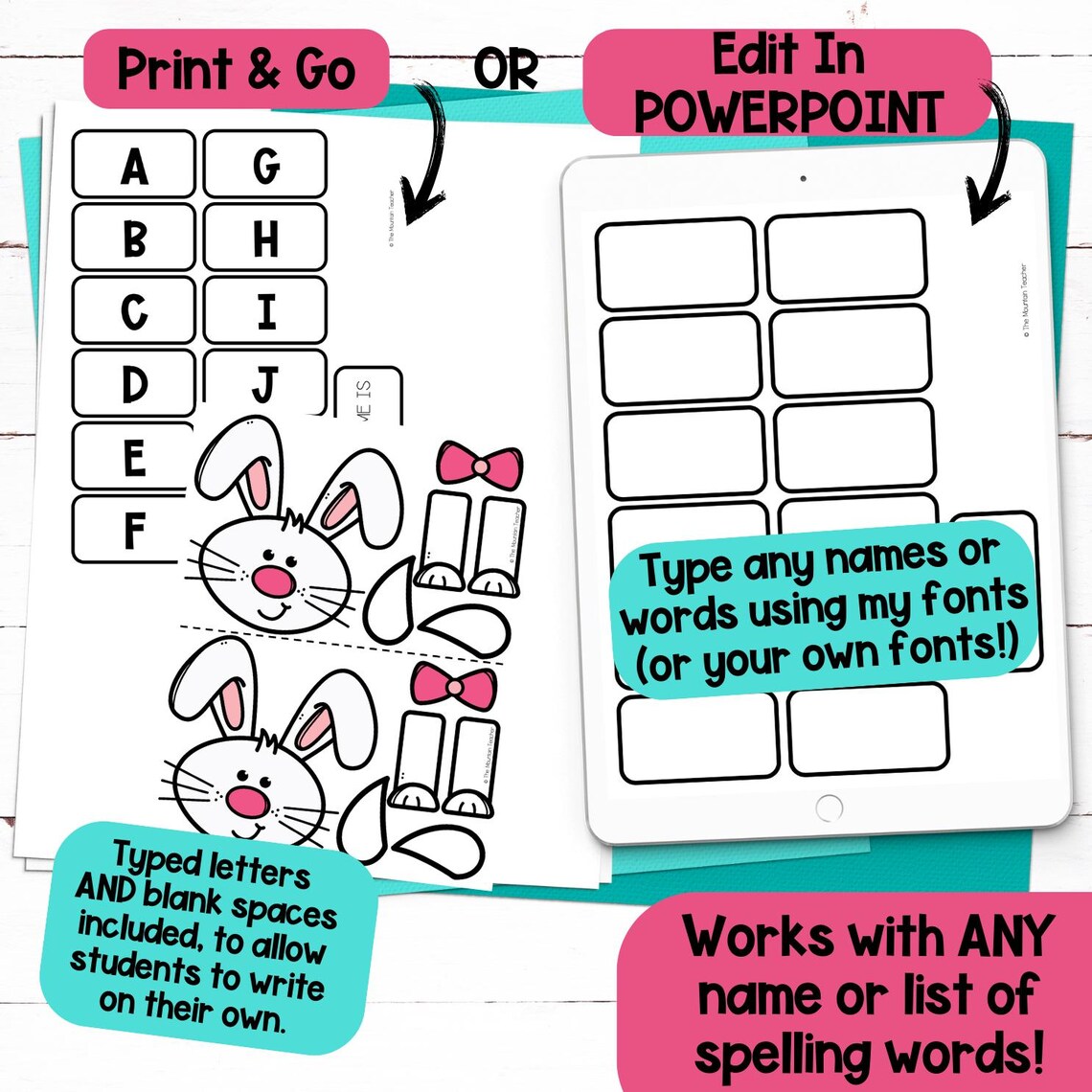 Easter Bunny Name Craft Kit for Kids, Name Writing Template for ...