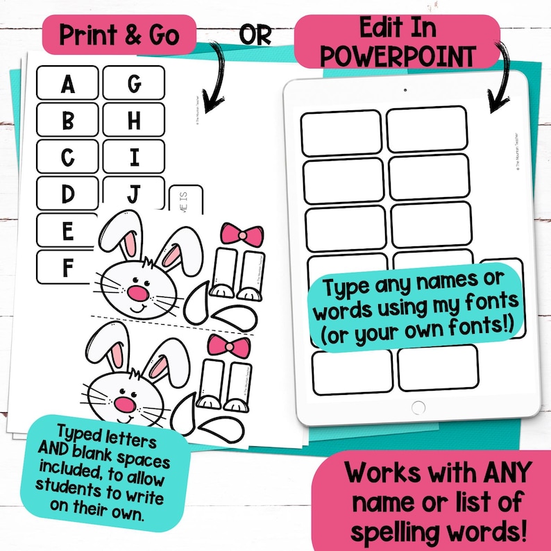 Easter Bunny Name Craft Kit for Kids, Name Writing Template for ...