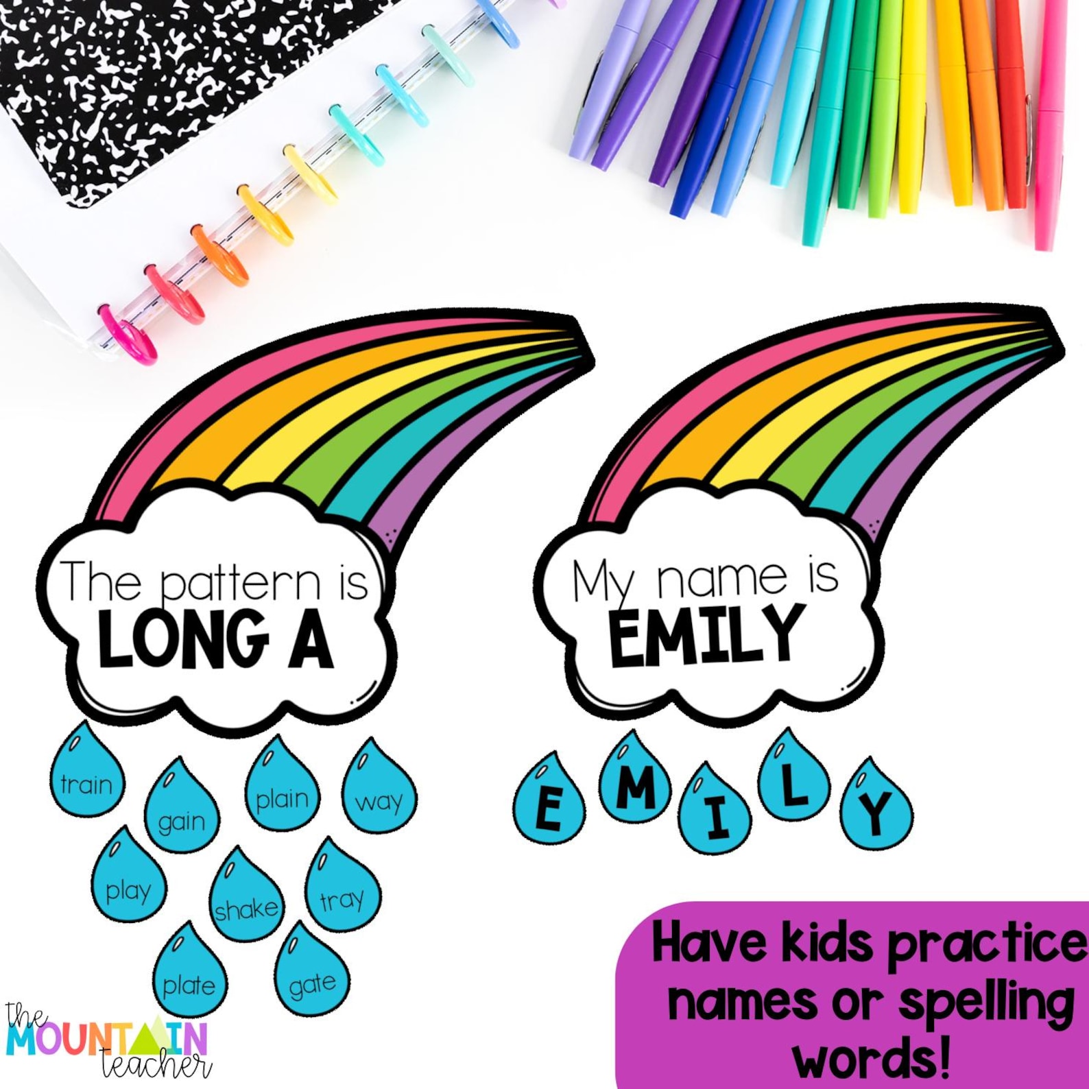 Rainbow Name Spelling Craft Kit: Editable Phonics Activity (digital ...