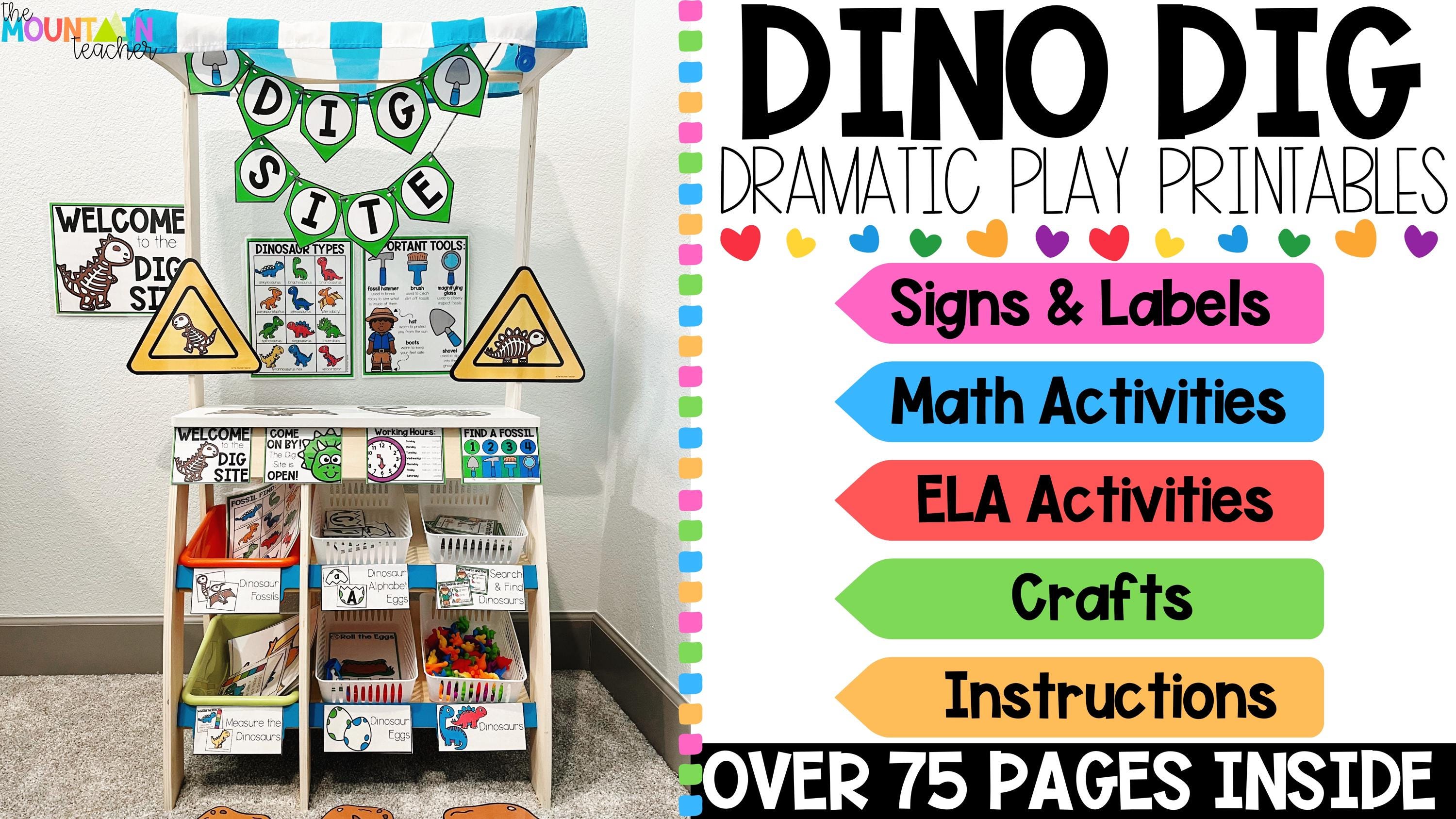 Dinosaur Dramatic Play Bundle - Dino Fossil Dig Site Printables ...