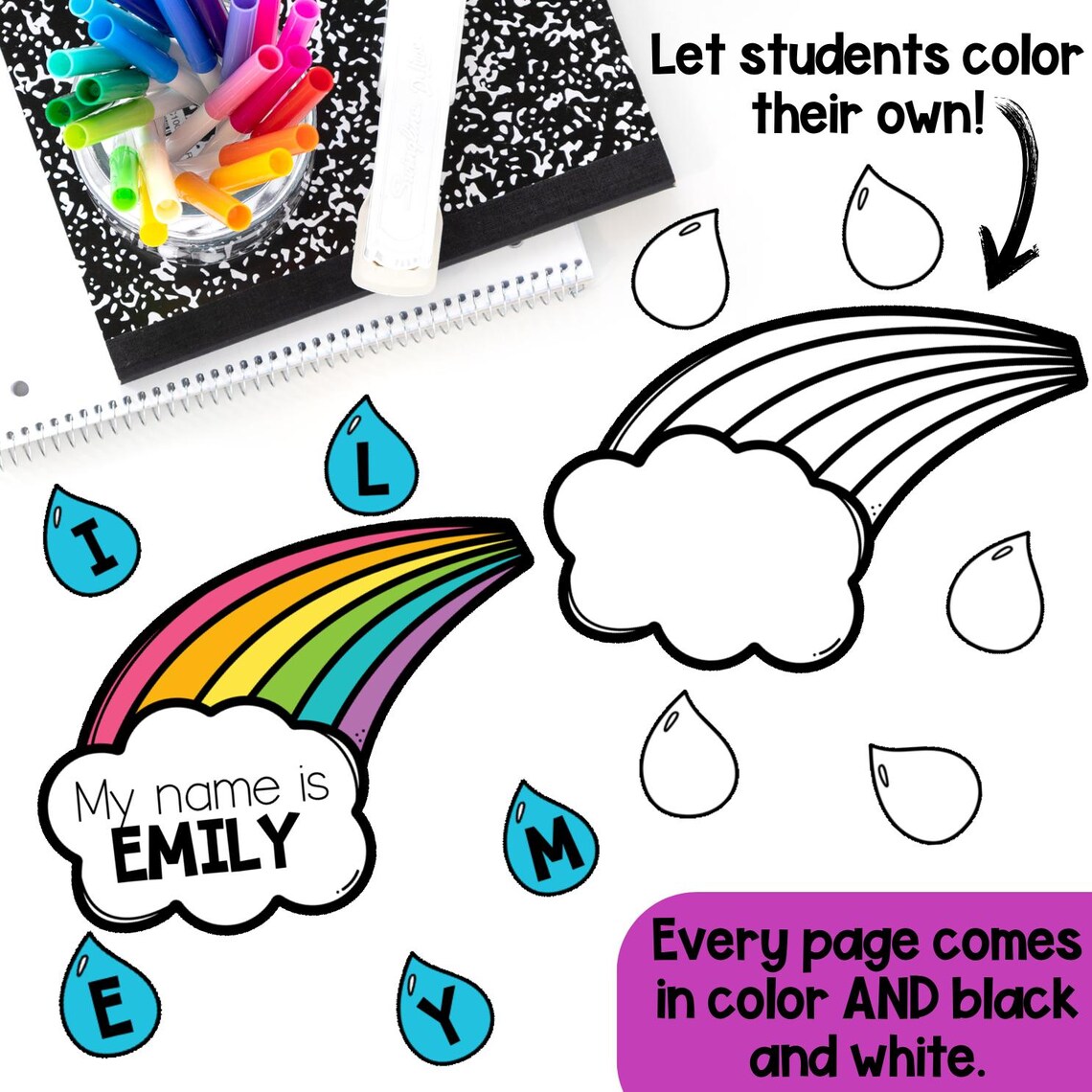 Rainbow Name Spelling Craft Kit: Editable Phonics Activity (digital ...