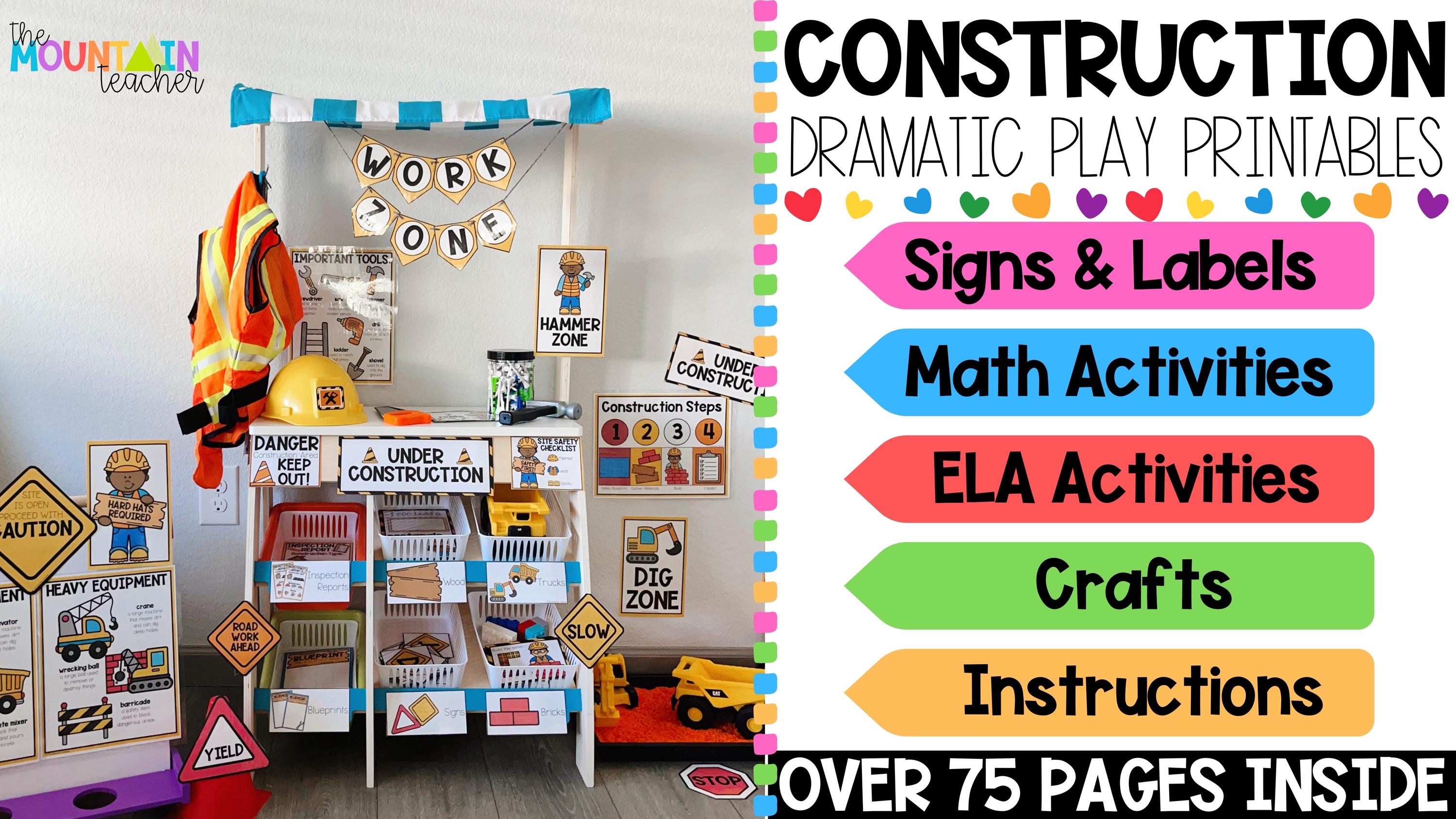 Construction Zone Dramatic Play Printables: Preschool Activities (PDF ...