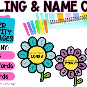 Spring Flower Name Craft Kit for Kids, Name Writing Template for ...