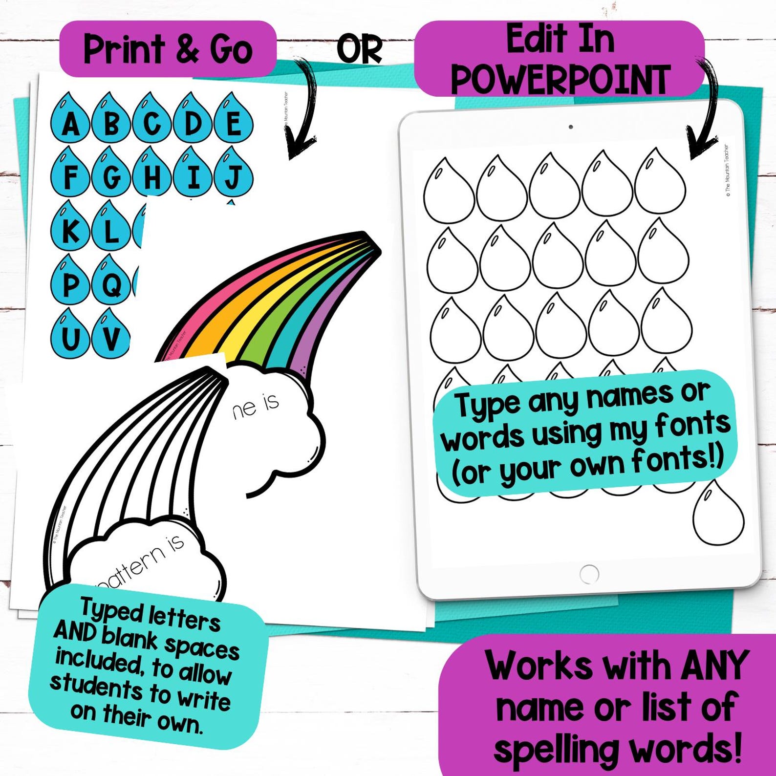 Rainbow Name Spelling Craft Kit: Editable Phonics Activity (digital ...