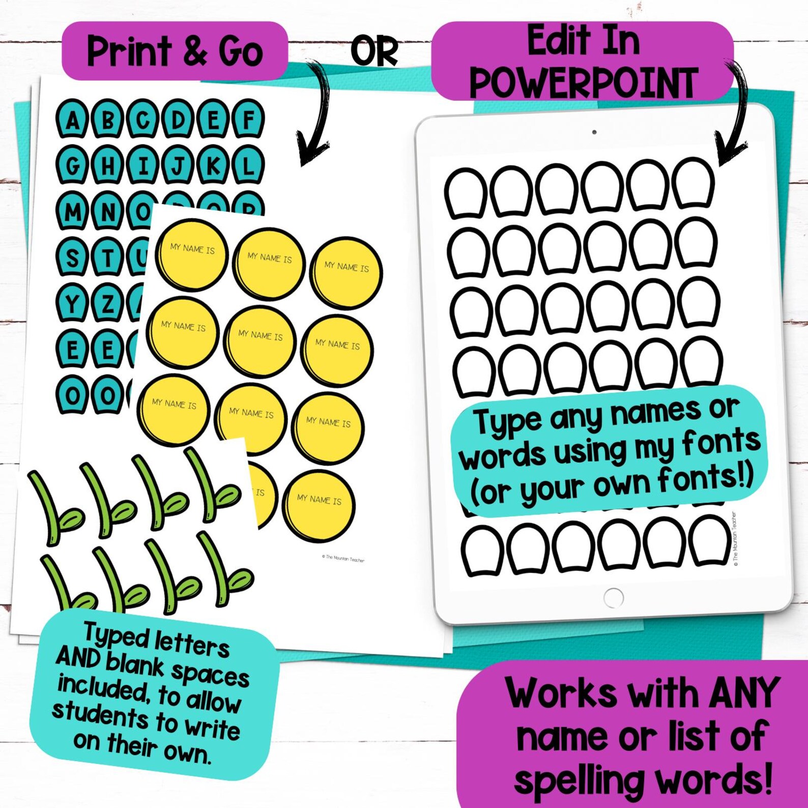 Spring Flower Name Craft Kit for Kids, Name Writing Template for ...