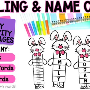 Easter Bunny Name Craft Kit for Kids, Name Writing Template for ...