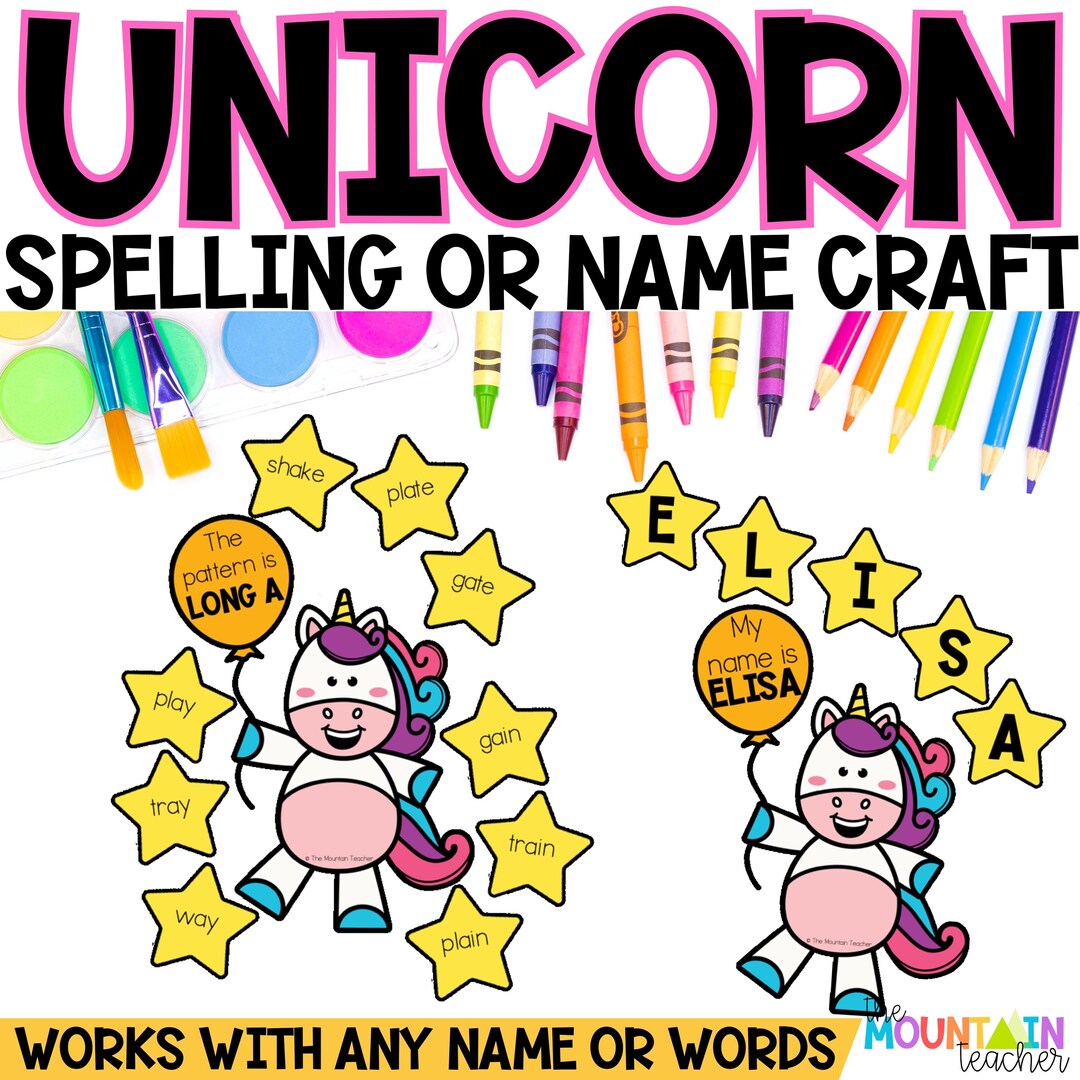 Unicorn Name Craft Kit for Kids, Name Writing Template for Toddlers ...