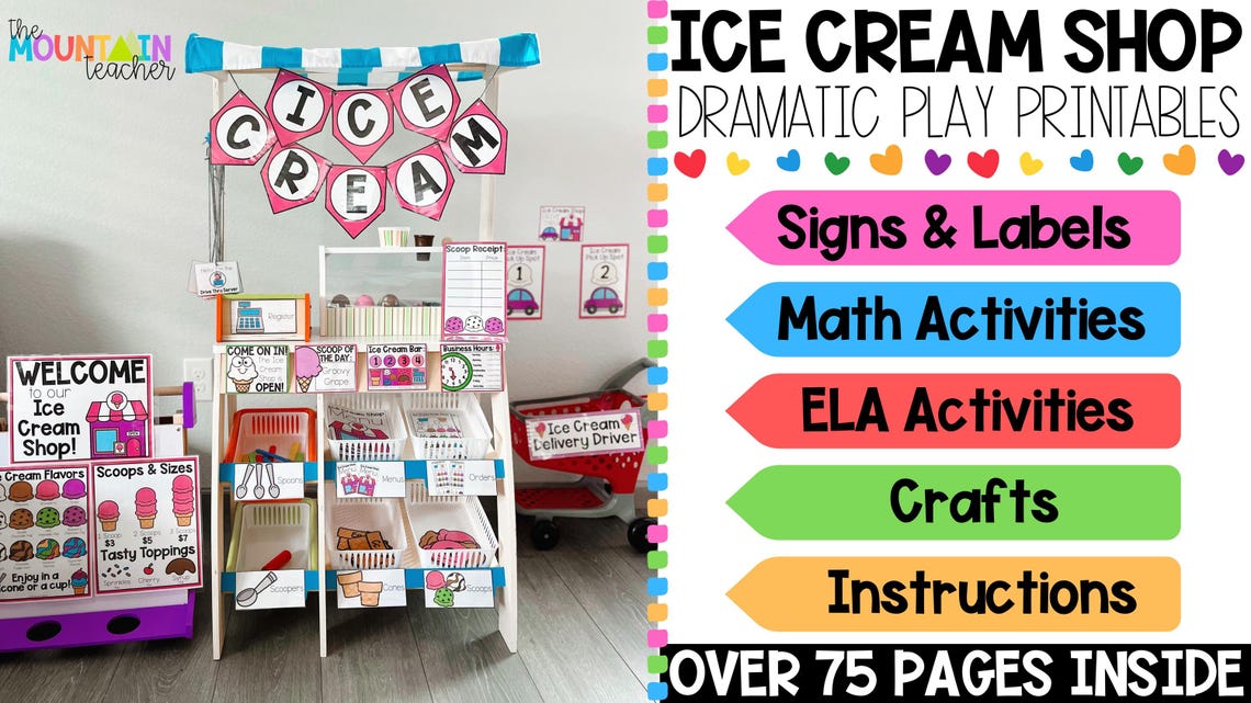 Ice Cream Shop Dramatic Play Printables: Preschool Activities (digital ...