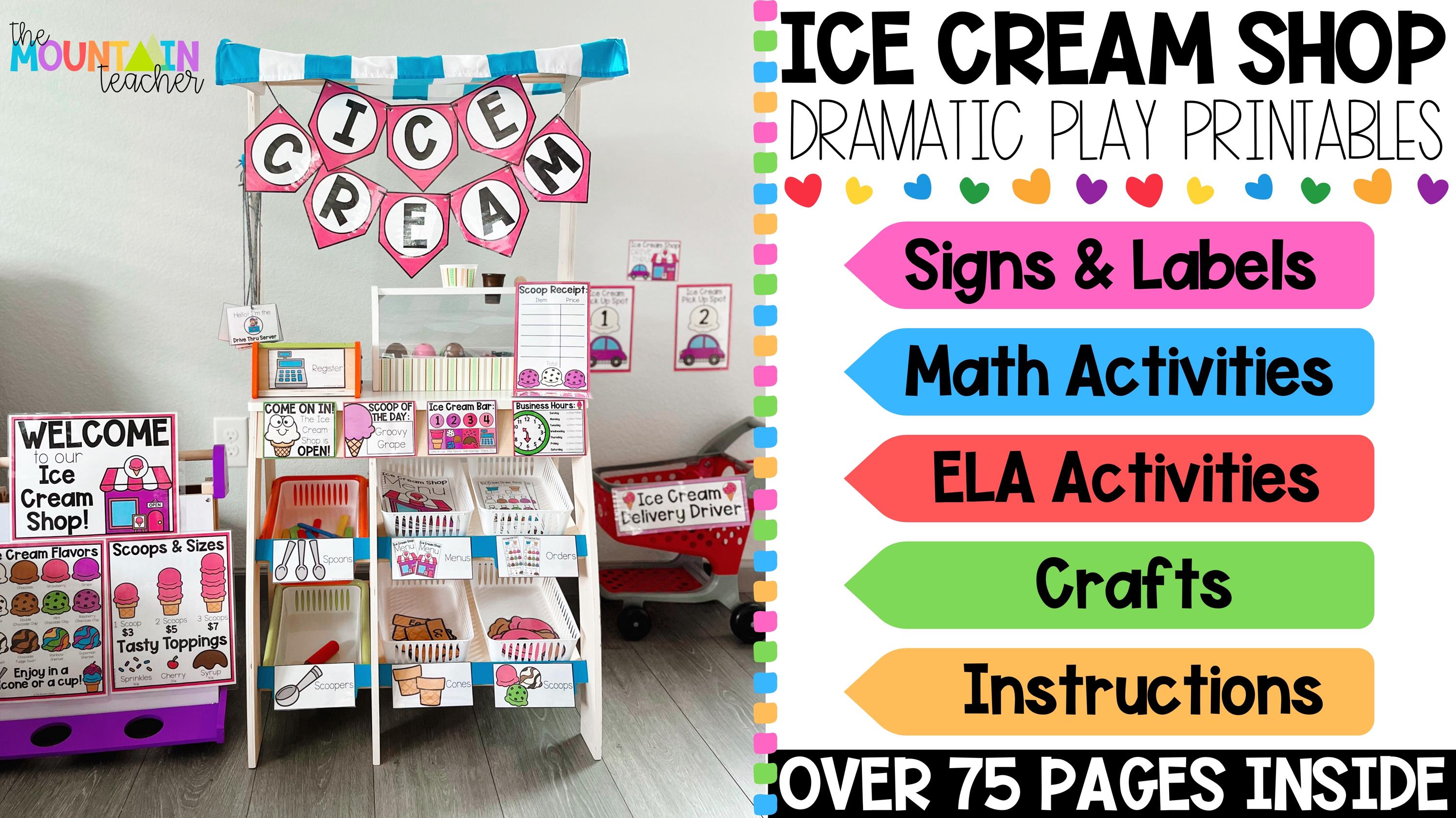 Ice Cream Shop Dramatic Play Printables: Preschool Activities (digital ...
