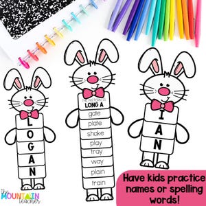 Easter Bunny Name Craft Kit for Kids, Name Writing Template for ...