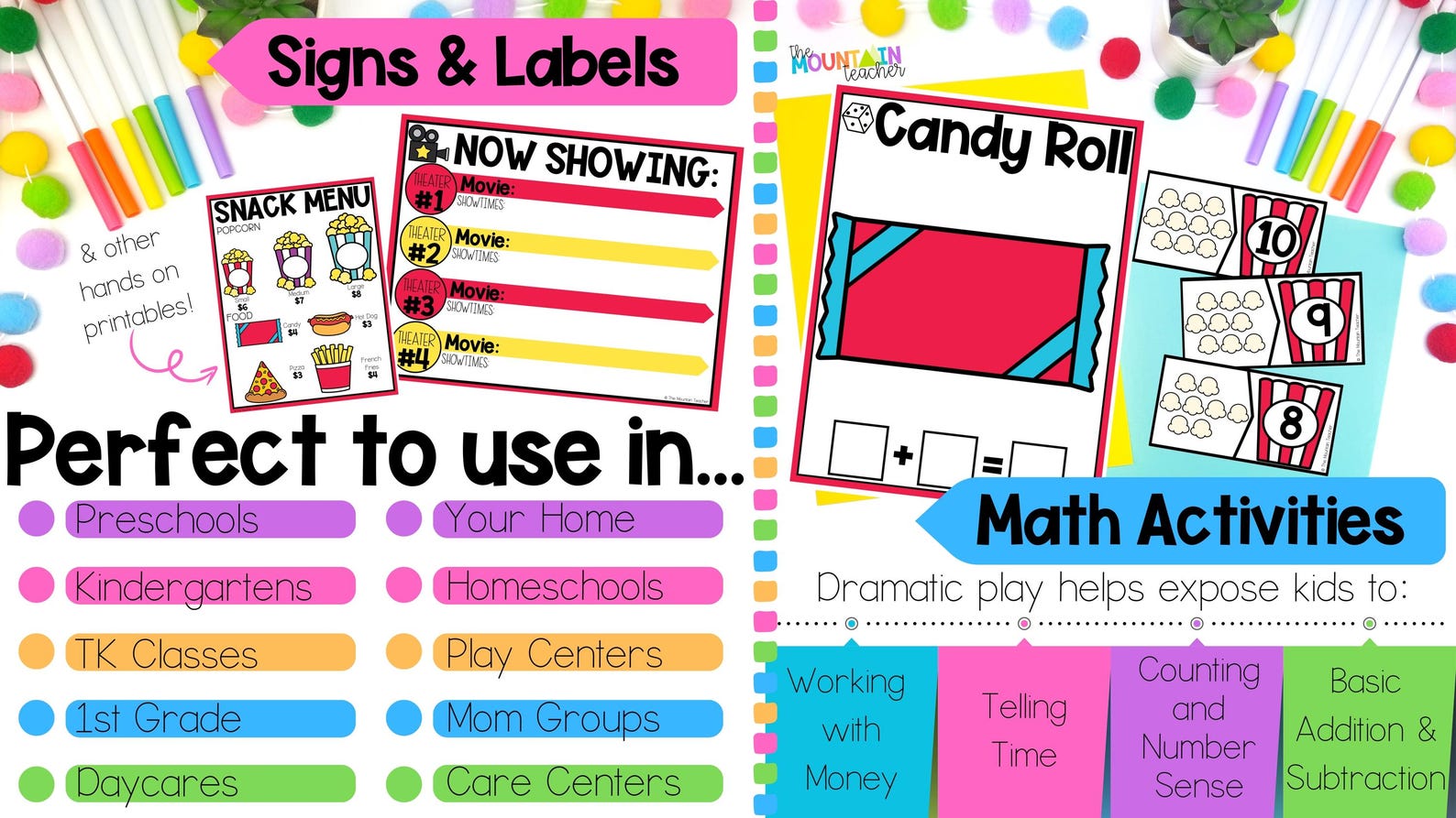 Movie Theater Dramatic Play Printables: Theater Role Play Activities ...