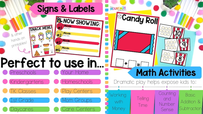 Movie Theater Dramatic Play Printables: Theater Role Play Activities ...