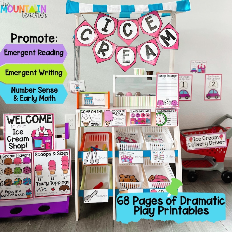 Ice Cream Shop Dramatic Play Bundle - Printables, Preschool & Toddler ...