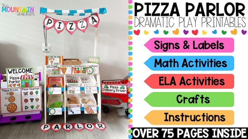 Pizza Shop Dramatic Play Pre K Bundle Printables, Preschool & Toddler ...