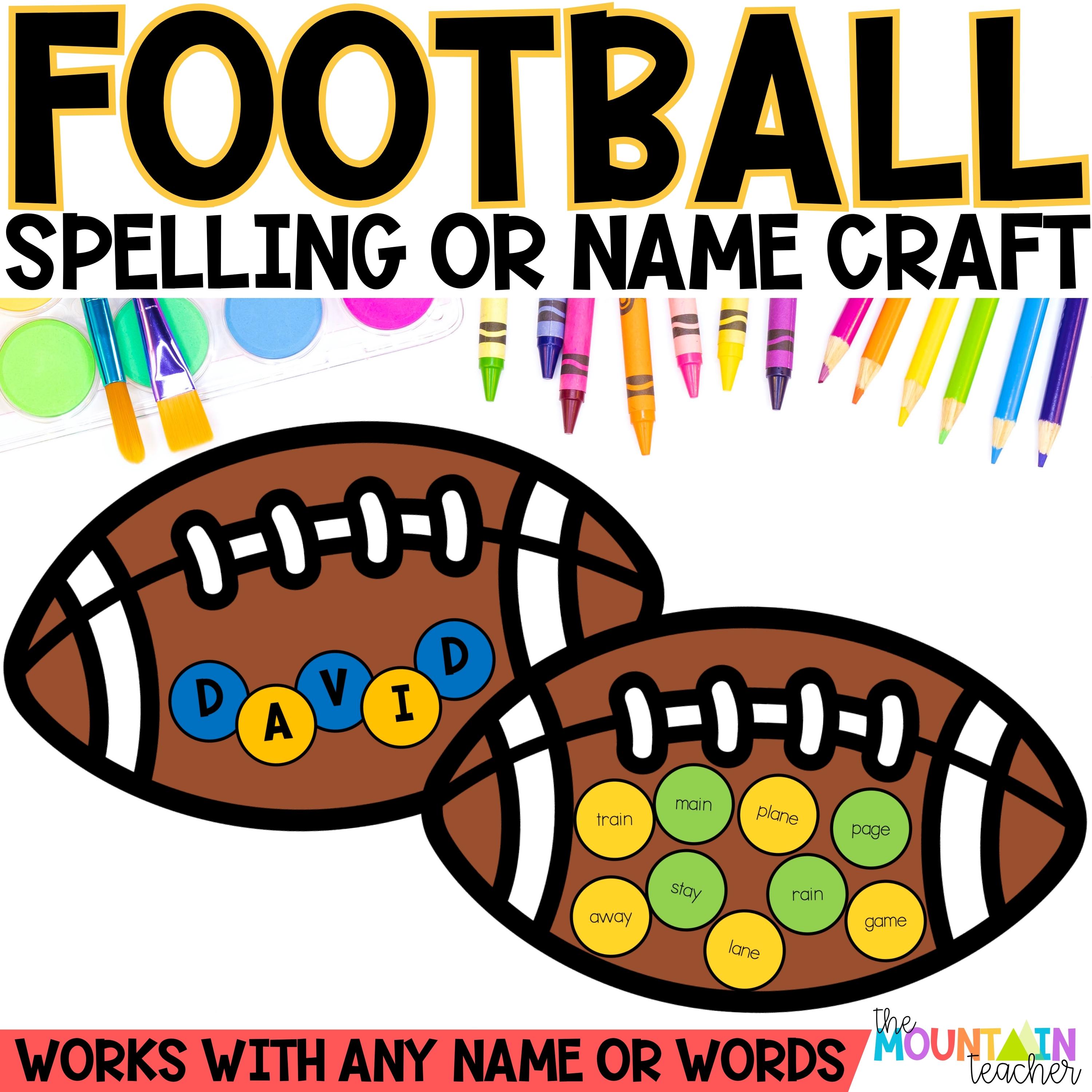 Football Name Spelling Craft Kit: Editable Phonics Activity (digital ...