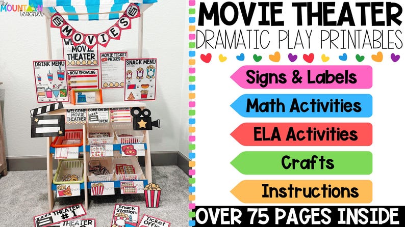 Movie Theater Dramatic Play Printables: Theater Role Play Activities ...