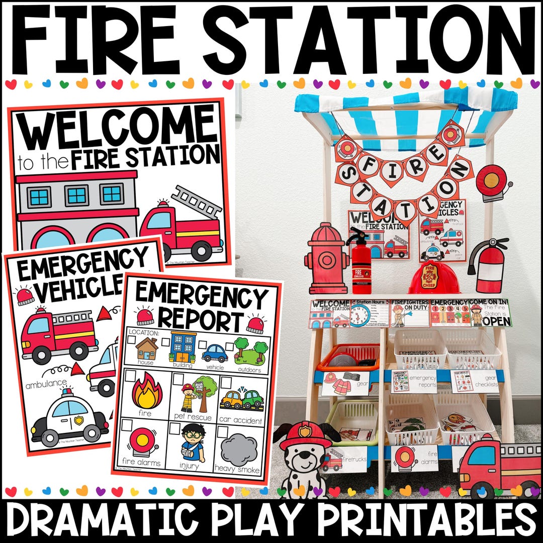 Fire Station Dramatic Play Printables: Firefighter Role Play Activities ...