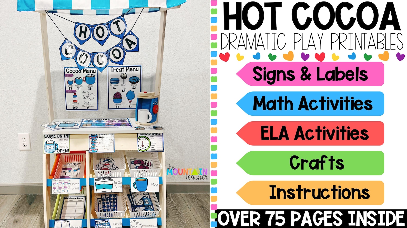 Hot Chocolate Stand Dramatic Play Printables: Winter Hot Cocoa Role ...