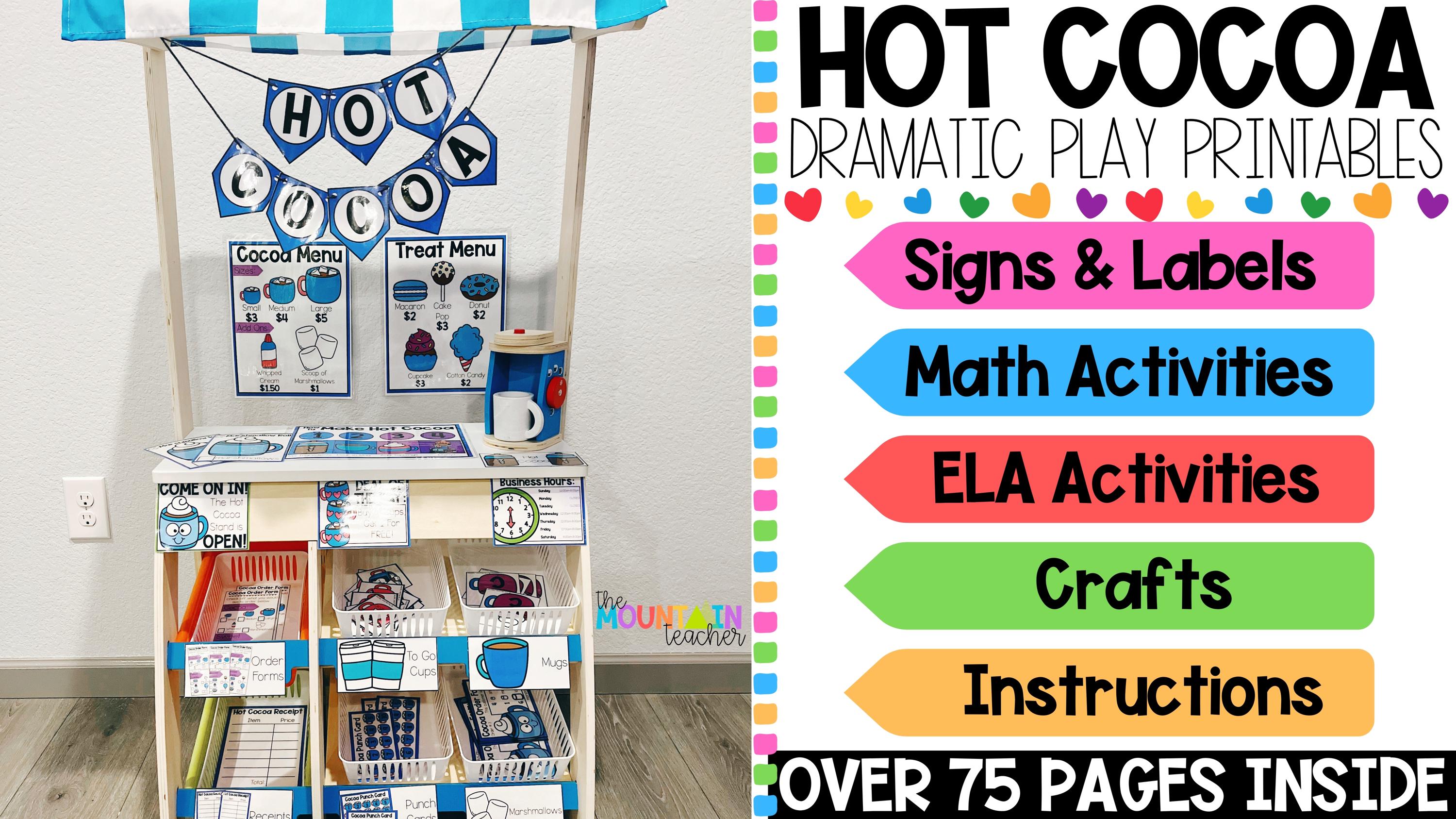 Hot Chocolate Stand Dramatic Play Printables: Winter Hot Cocoa Role ...