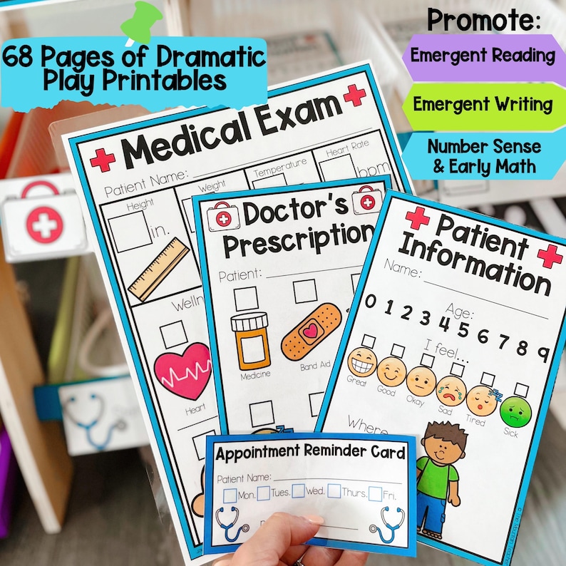 Doctor's Office Dramatic Play Printables Center, Hospital Posters ...