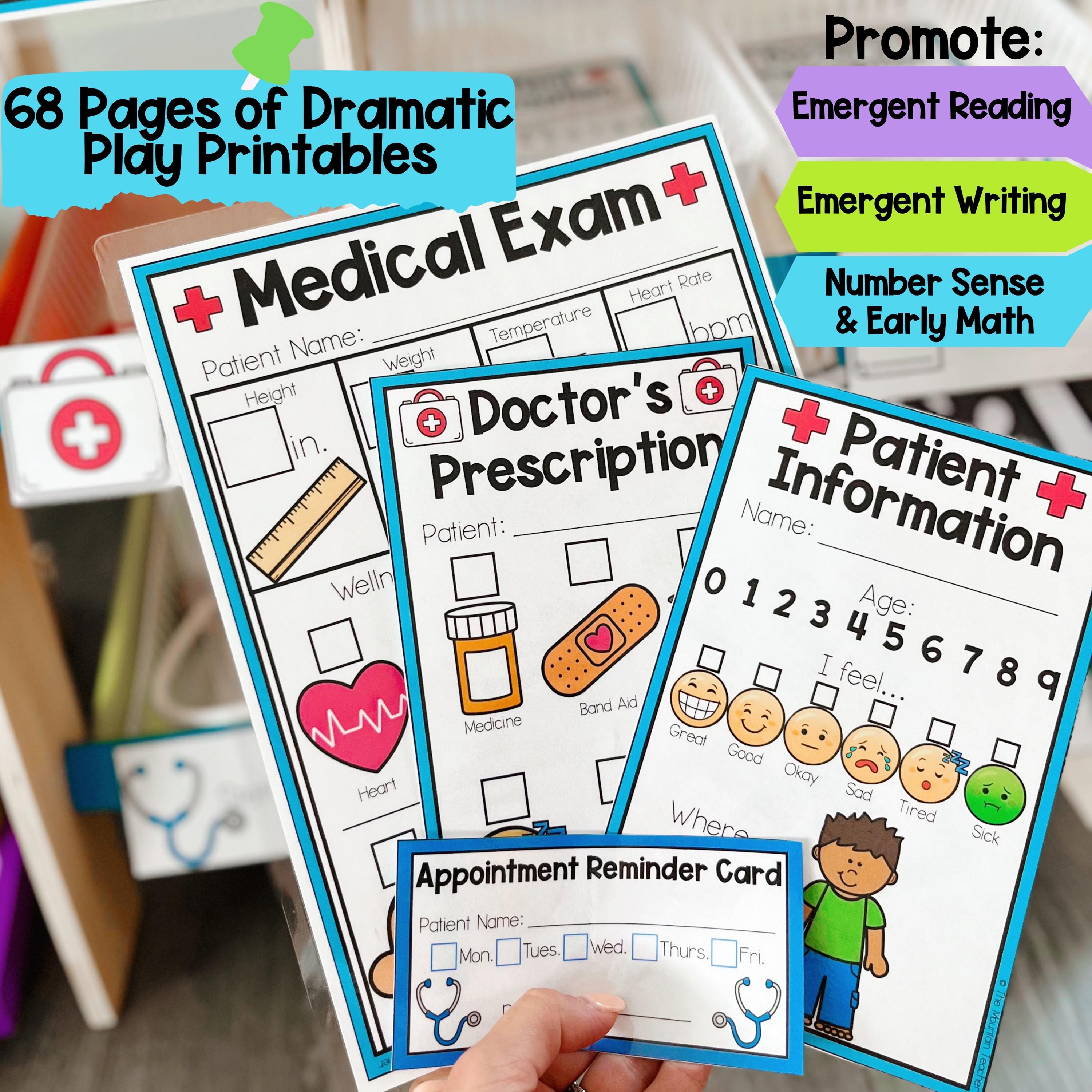 Doctor's Office Dramatic Play Printables Center, Hospital Posters ...