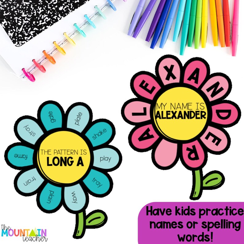 Spring Flower Name Craft Kit for Kids, Name Writing Template for ...