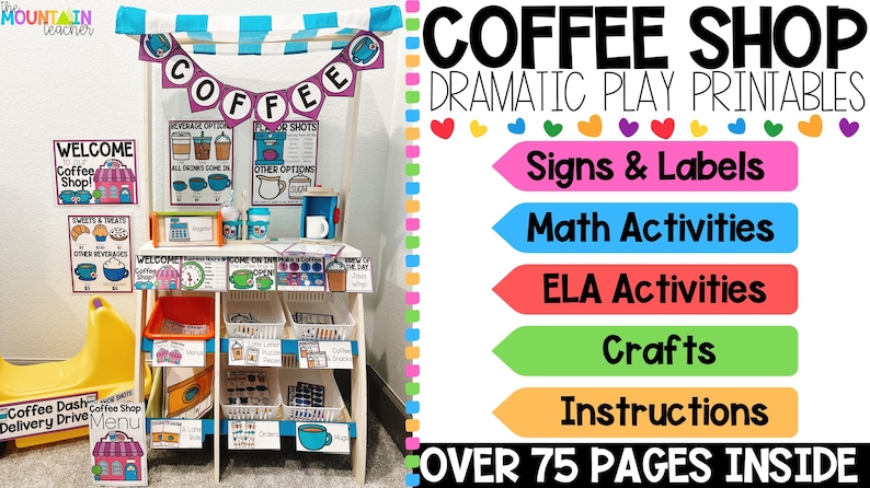 Coffee Shop Dramatic Play Bundle - Coffee Stand Printables, Preschool ...
