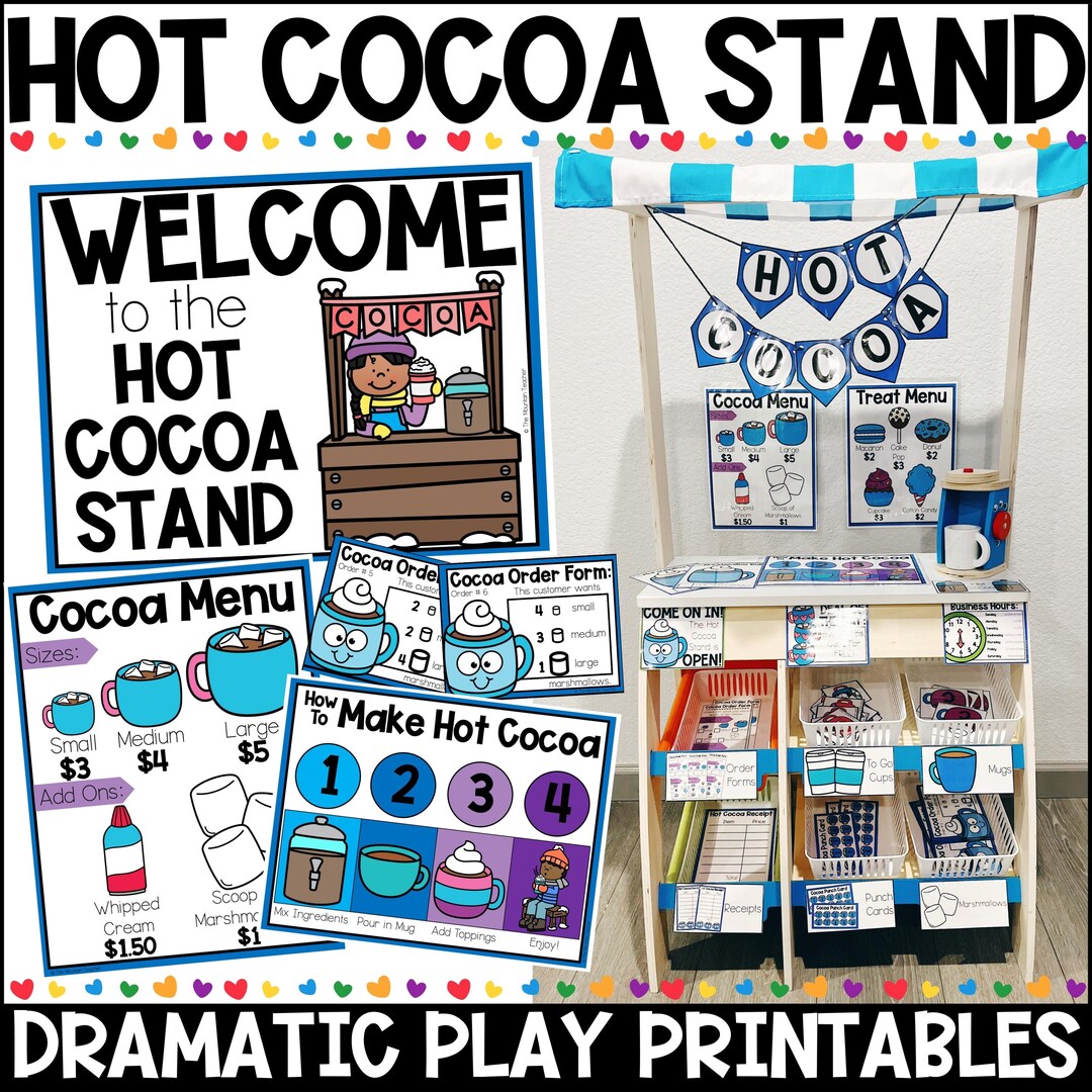 Hot Chocolate Stand Dramatic Play Printables: Winter Hot Cocoa Role ...