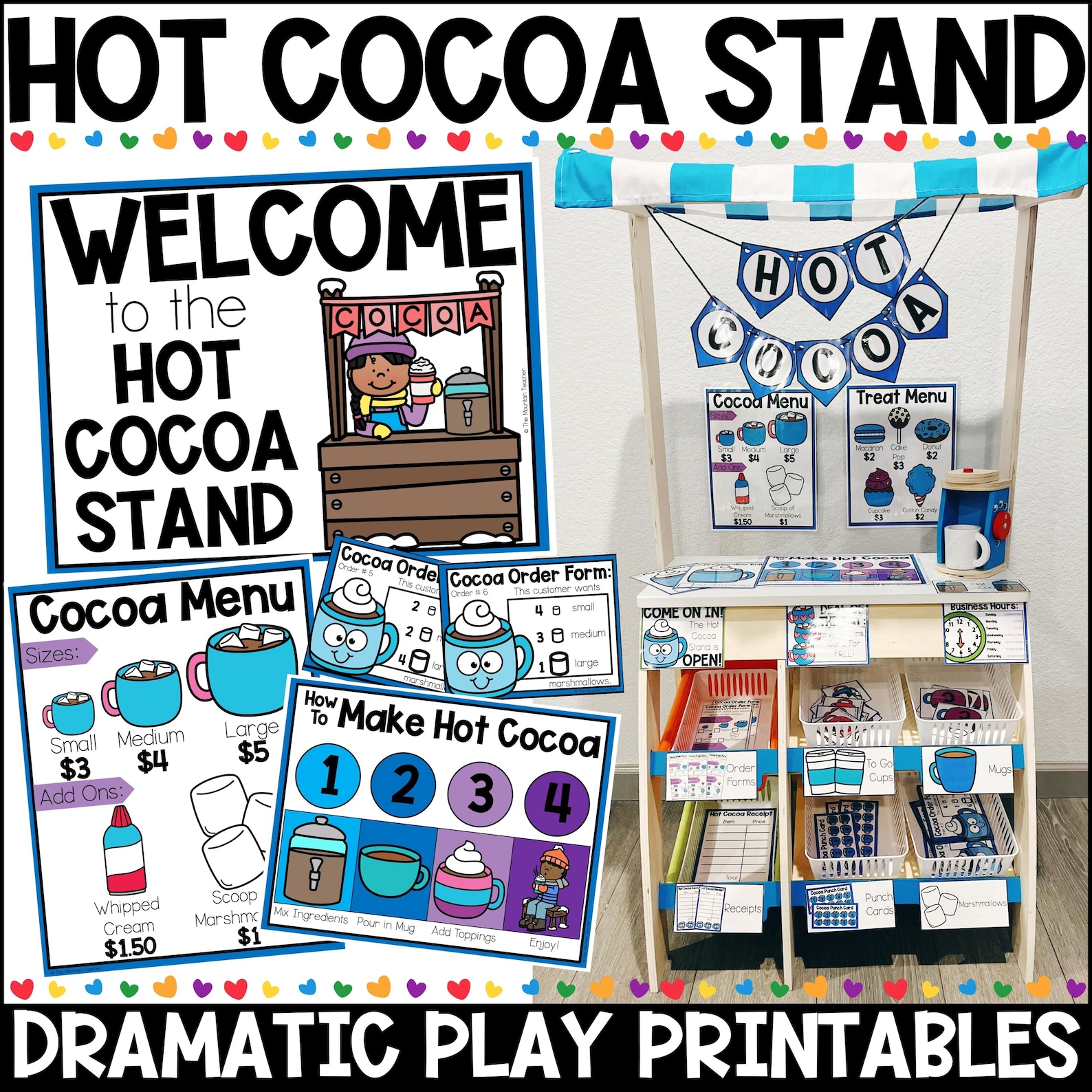 Hot Chocolate Stand Dramatic Play Printables: Winter Hot Cocoa Role ...
