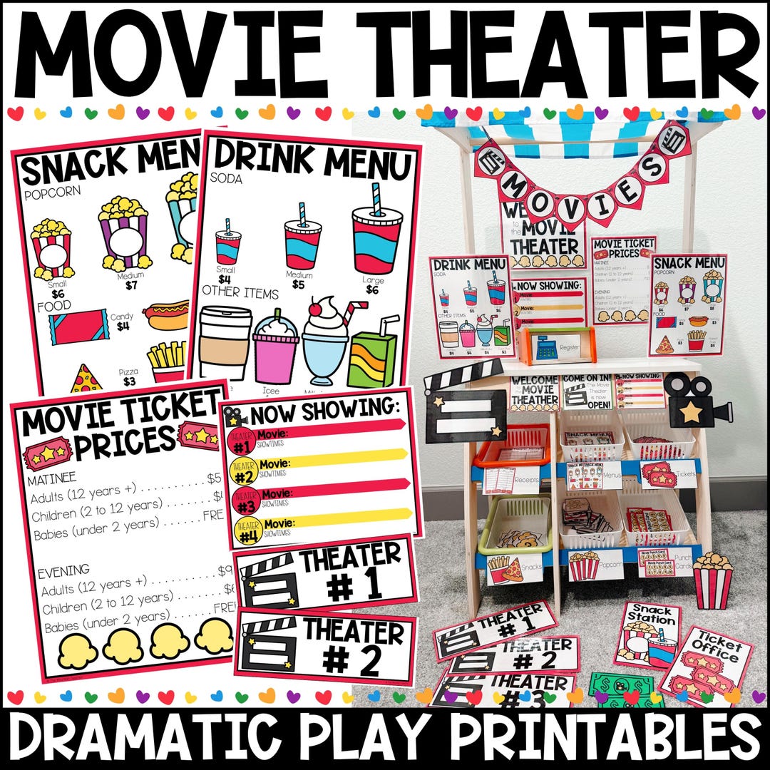 Movie Theater Dramatic Play Printables: Theater Role Play Activities ...