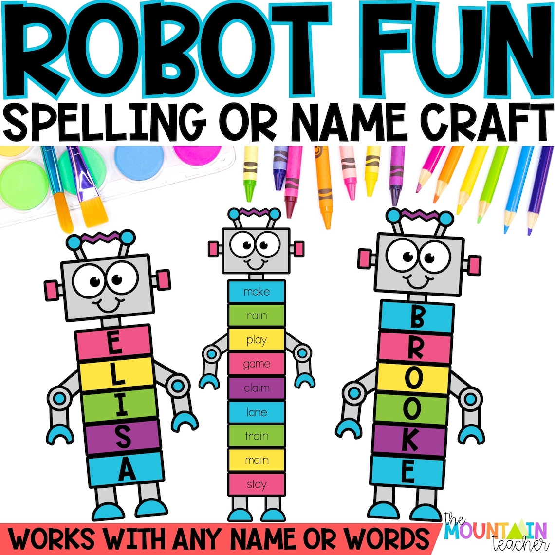Robot Name Spelling Craft: Editable Phonics Activity (digital Download ...