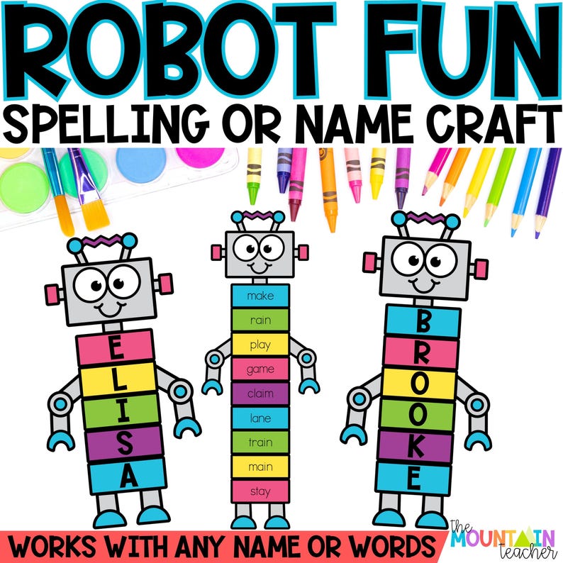 Robot Name Spelling Craft: Editable Phonics Activity (digital Download ...