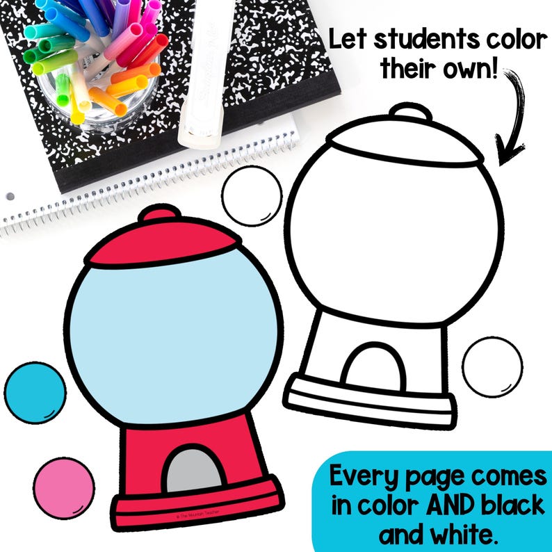 Gumball Craft Template Kit for Kids, Name Writing Template for Toddlers ...