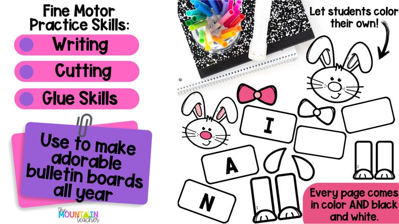 Easter Bunny Name Craft Kit for Kids, Name Writing Template for ...