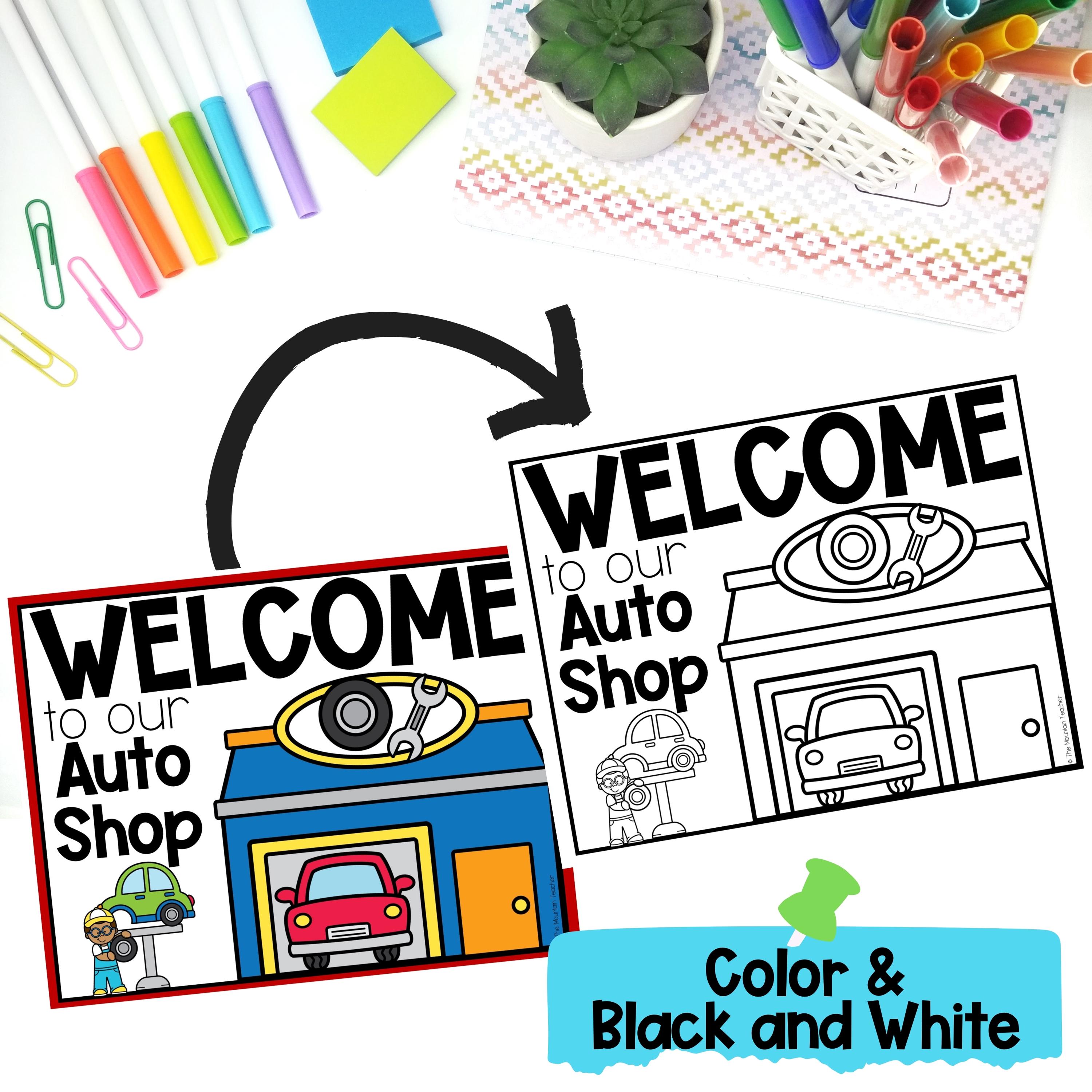 Auto Shop Dramatic Play Bundle Cars Activities - Printables, Preschool ...