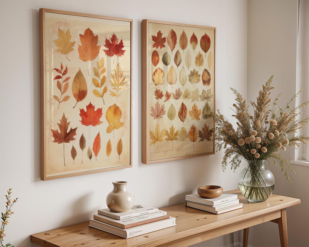 Autumn Leaf Print Set | Vintage Botanical Illustration, Fall Decor - Etsy