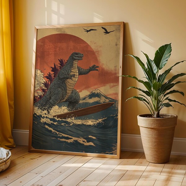 Godzilla Poster Wave - Etsy UK