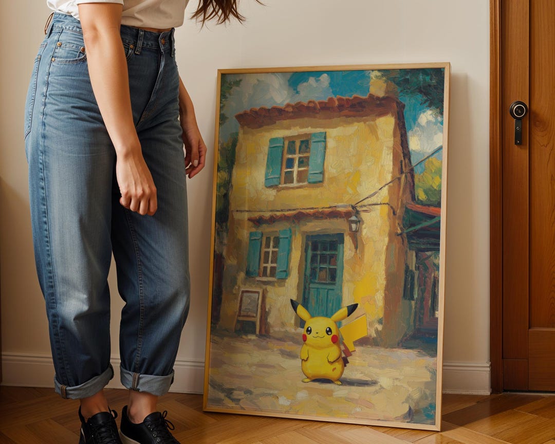 Van Gogh-inspired Pokémon Art Print Pikachu at the Yellow House ...