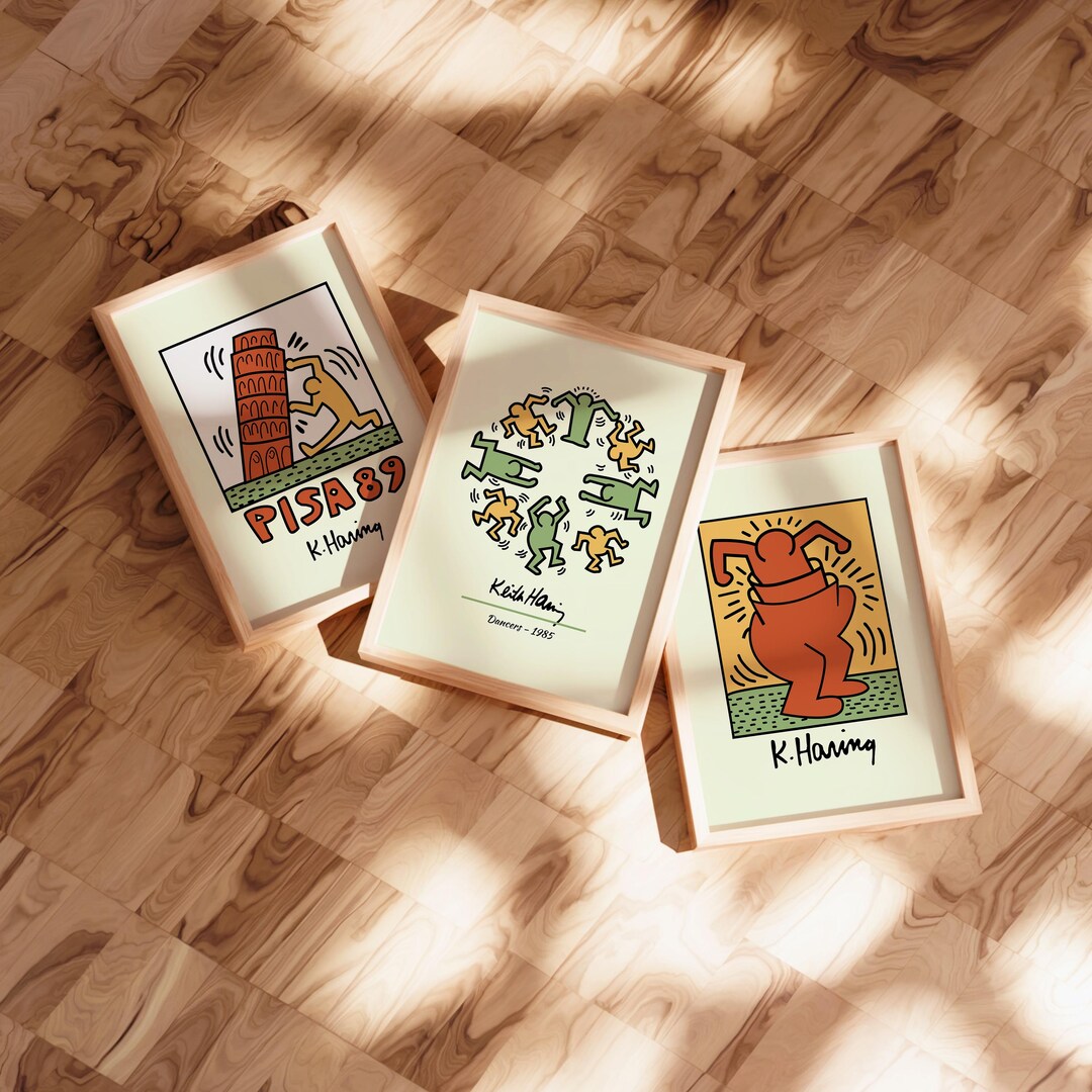 Keith Haring Set of 3 Wall Prints | Pisa Tower, Ring of Dancers ...