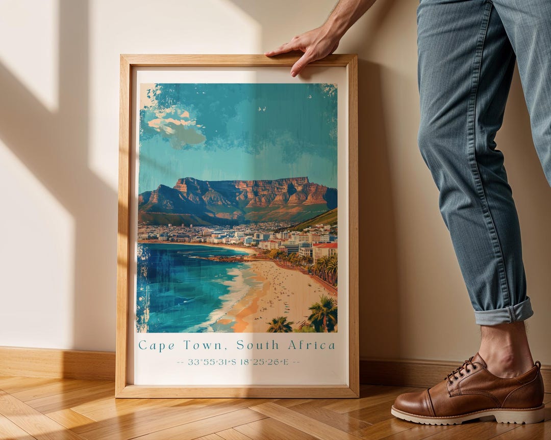Cape Town Wall Art - Table Mountain Print - South Africa Travel Poster ...
