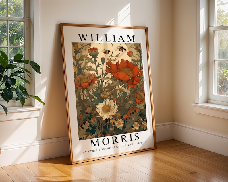 William Morris Print Bees and Poppies | Vintage Garden Art Poster - Etsy