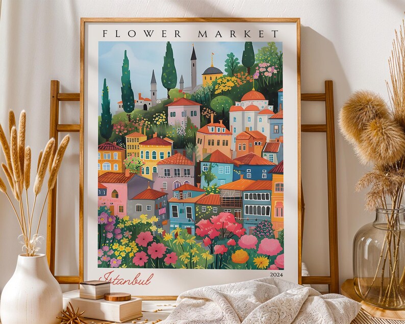 Istanbul Flower Market Print | Vintage Turkish Travel Poster - Etsy UK